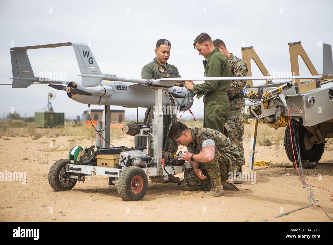U.S. Marines with Marine Unmanned Aerial Vehicle Squadron One (VMU-1 ...