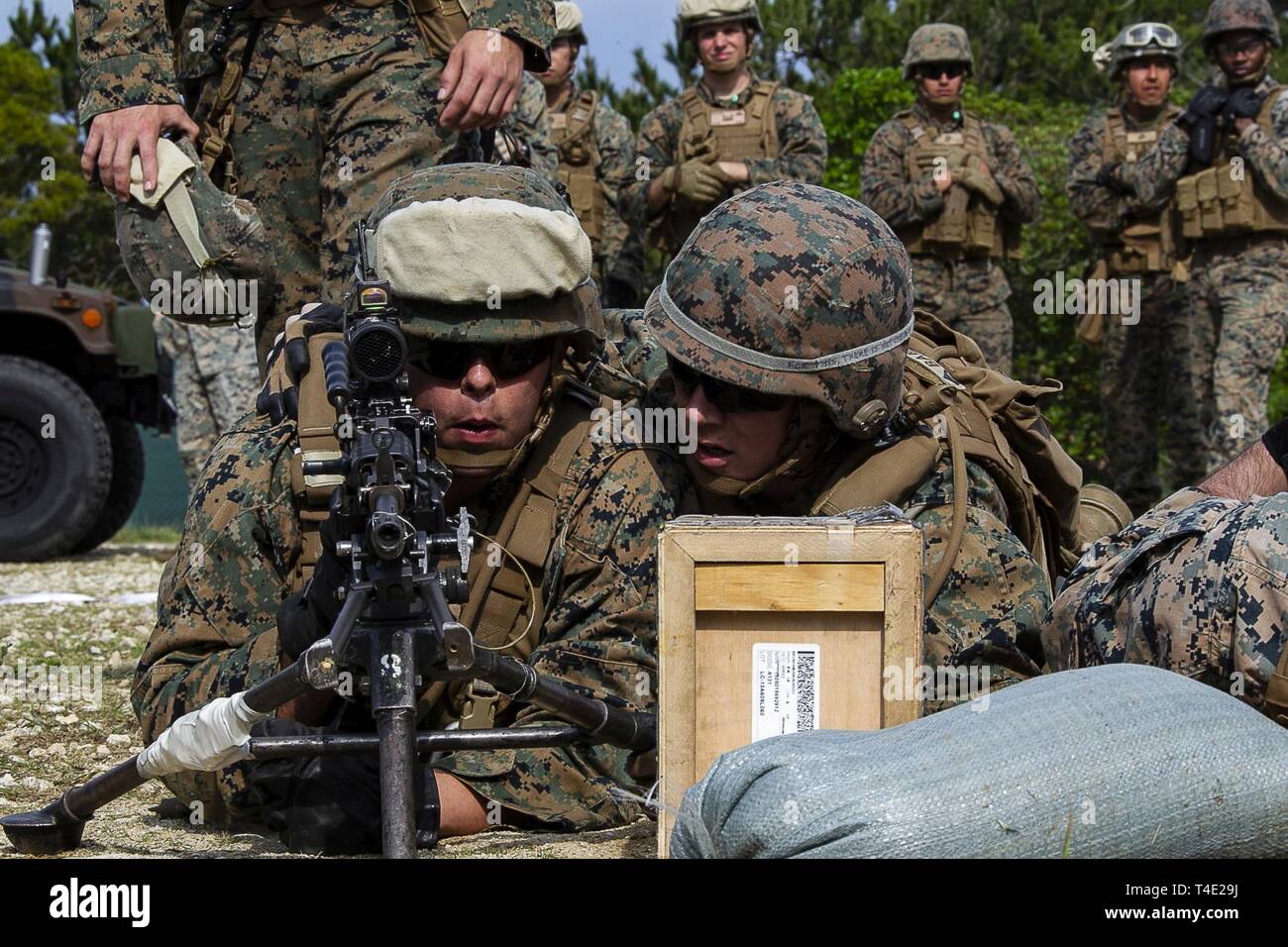 Marines with Combat Logistics Battalion 31 man a firing position during ...