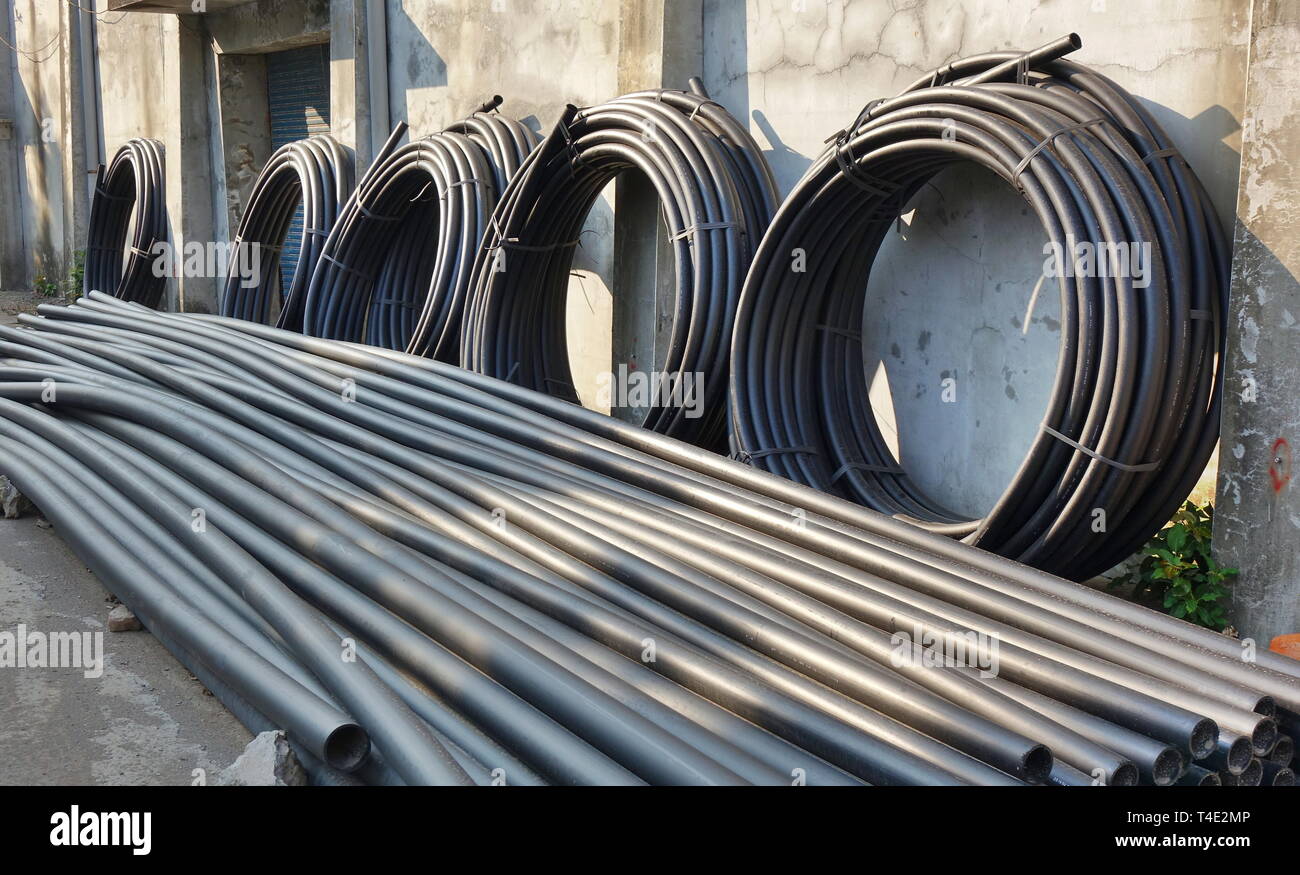 Large industrial PVC plastic pipes and tubes Stock Photo - Alamy