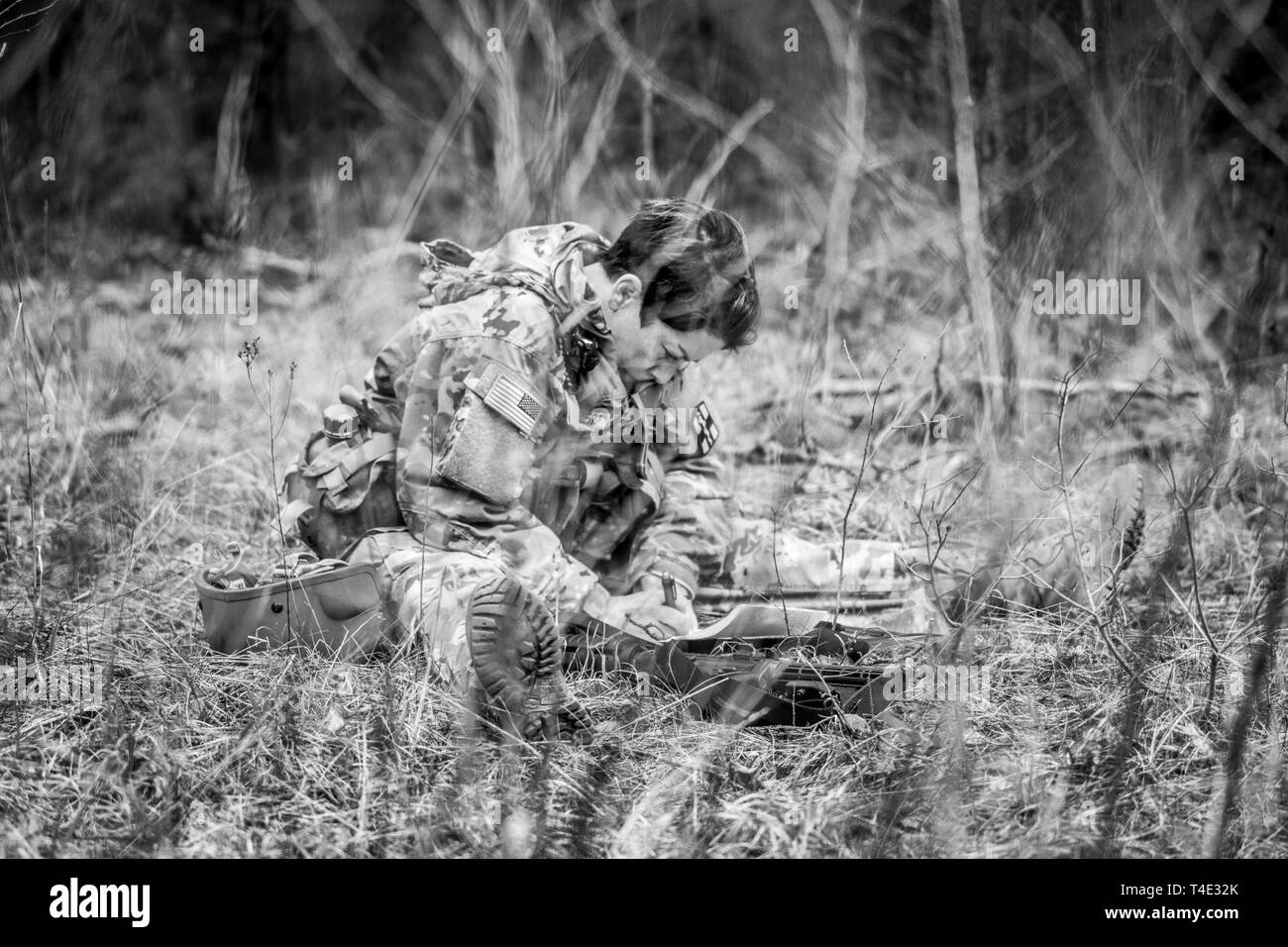 Col. Robin Neumeier plots her land navigation points during U.S. Army ...