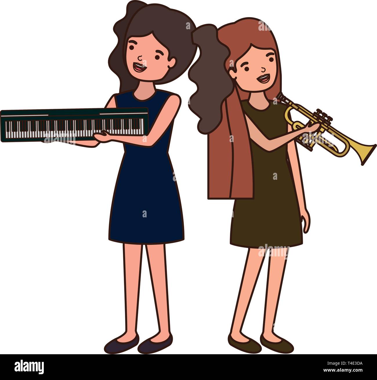 women with musical instruments character Stock Vector Image & Art - Alamy