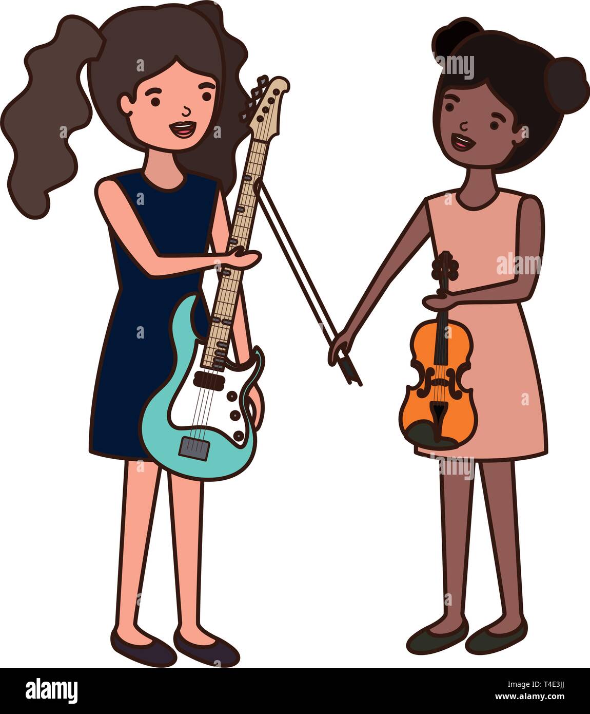 women with musical instruments character Stock Vector Image & Art - Alamy