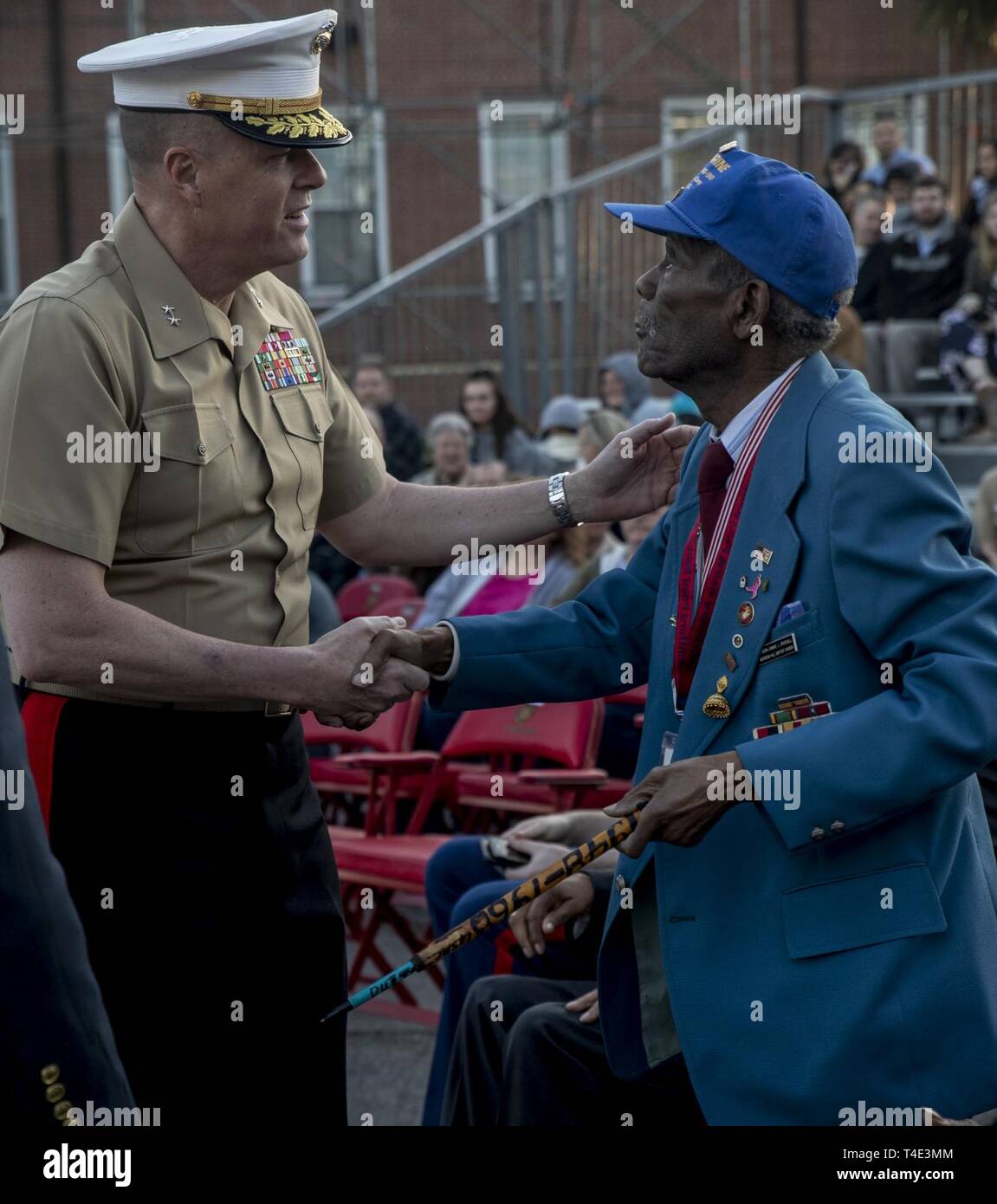 Jimmie Driscoll, an original Montford Point Marine, meets Maj. Gen ...