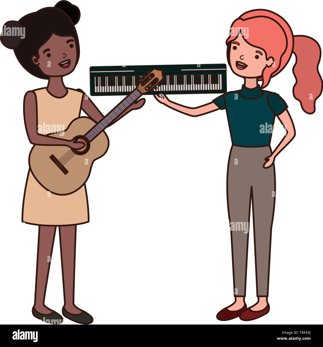 women with musical instruments character Stock Vector Image & Art - Alamy
