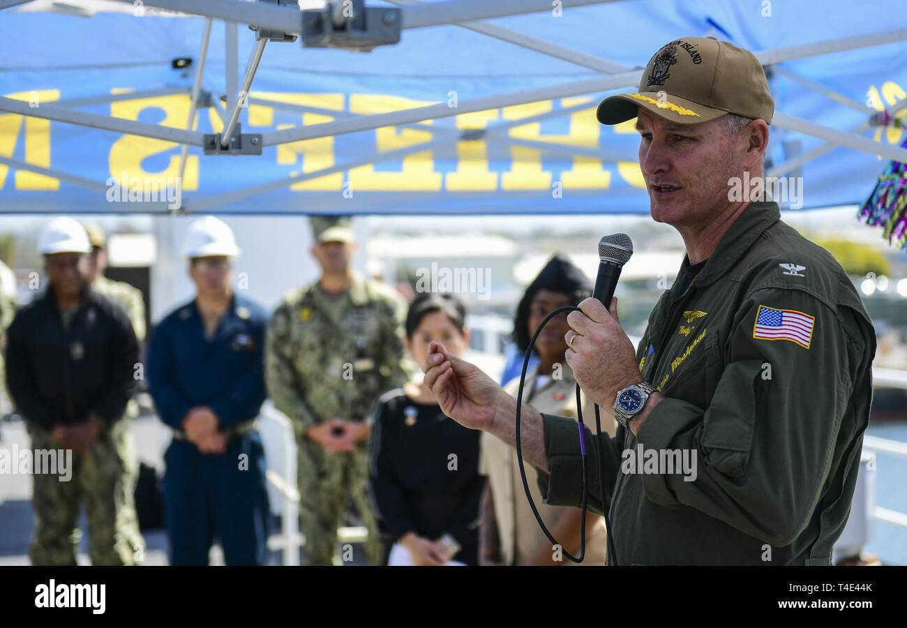 DIEGO (March 29, 2019) Capt. Christopher Westphal, commanding officer ...