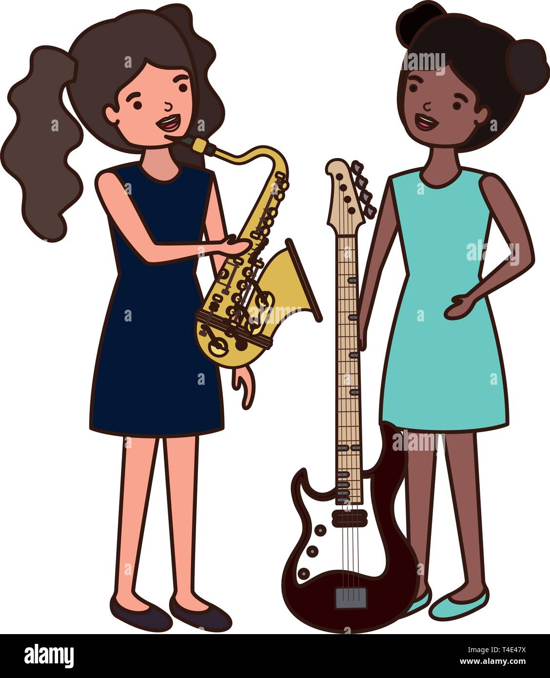 women with musical instruments character Stock Vector Image & Art - Alamy