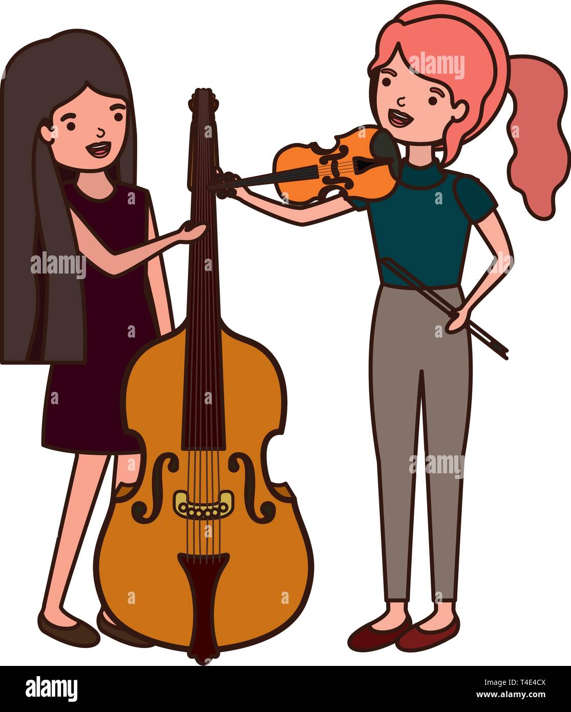 women with musical instruments character Stock Vector Image & Art - Alamy