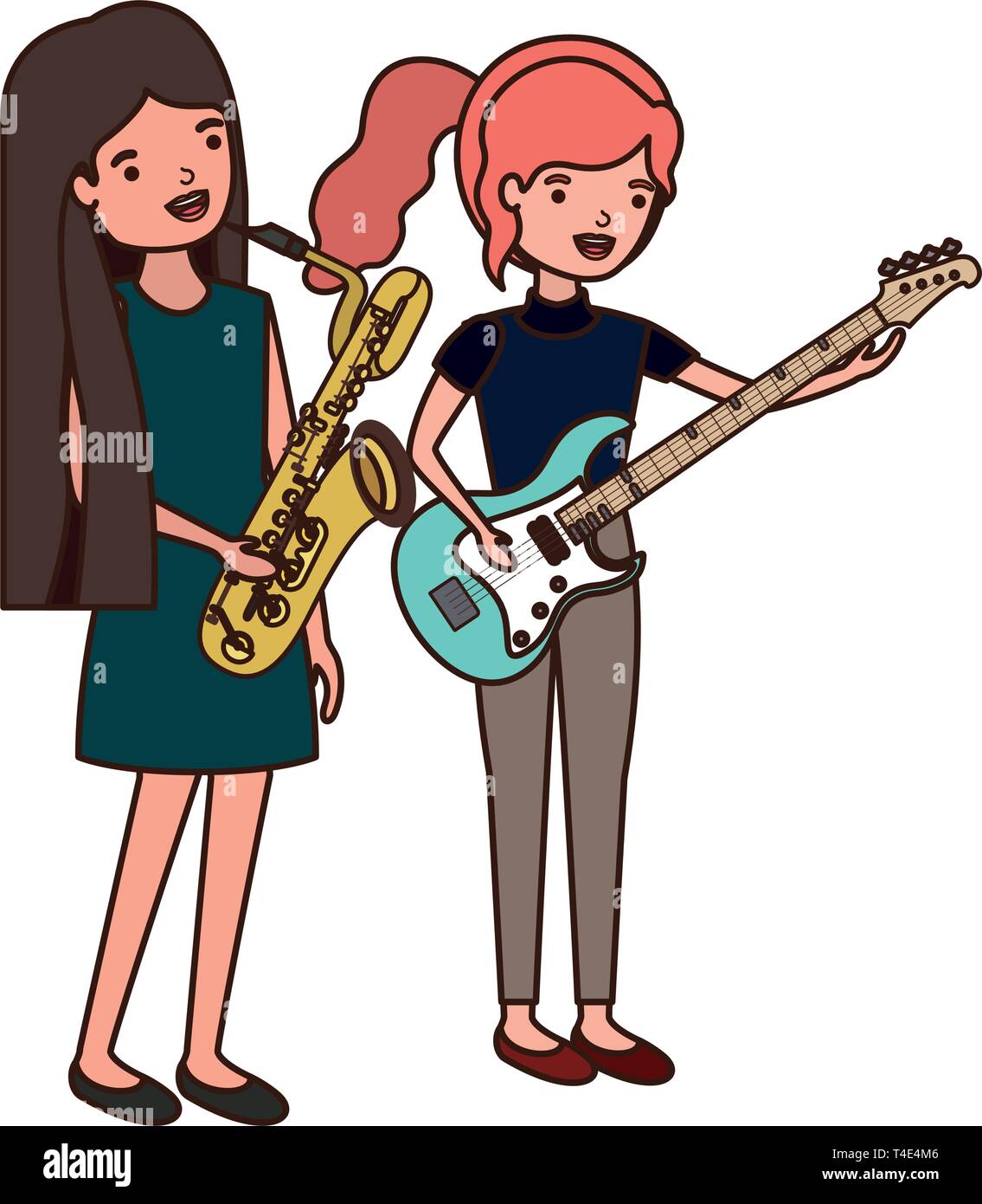 women with musical instruments character Stock Vector Image & Art - Alamy