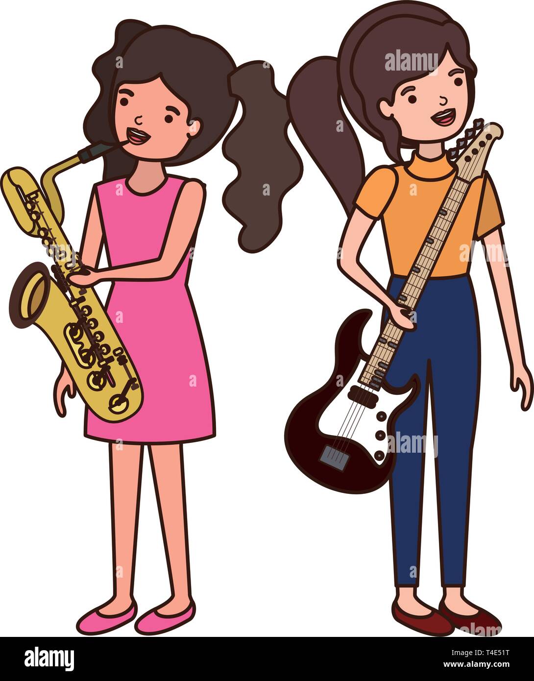 women with musical instruments character Stock Vector Image & Art - Alamy