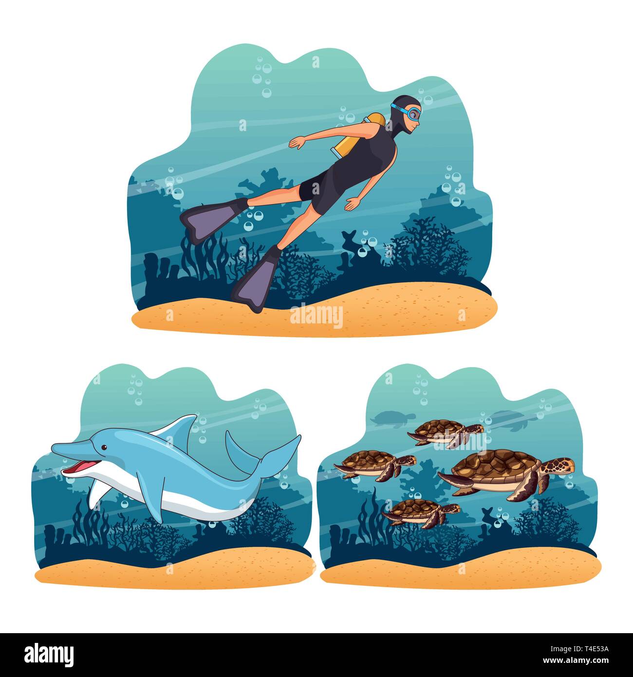 Man diving in ocean Cut Out Stock Images & Pictures - Alamy