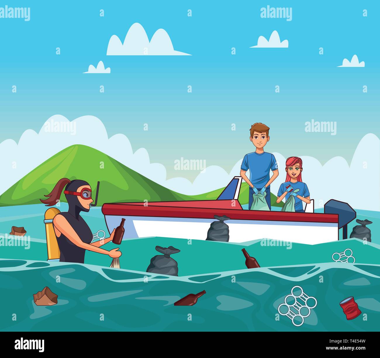 Volunteers volunteer sea Stock Vector Images - Alamy