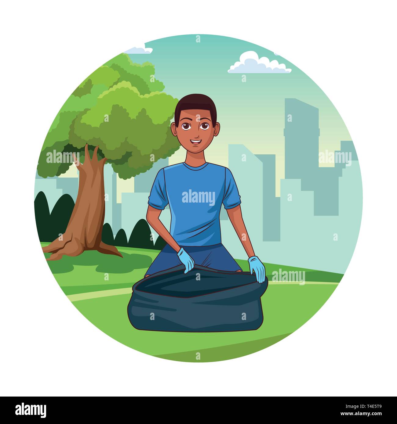 Park cleaning volunteer boy cartoon Stock Vector Image & Art - Alamy
