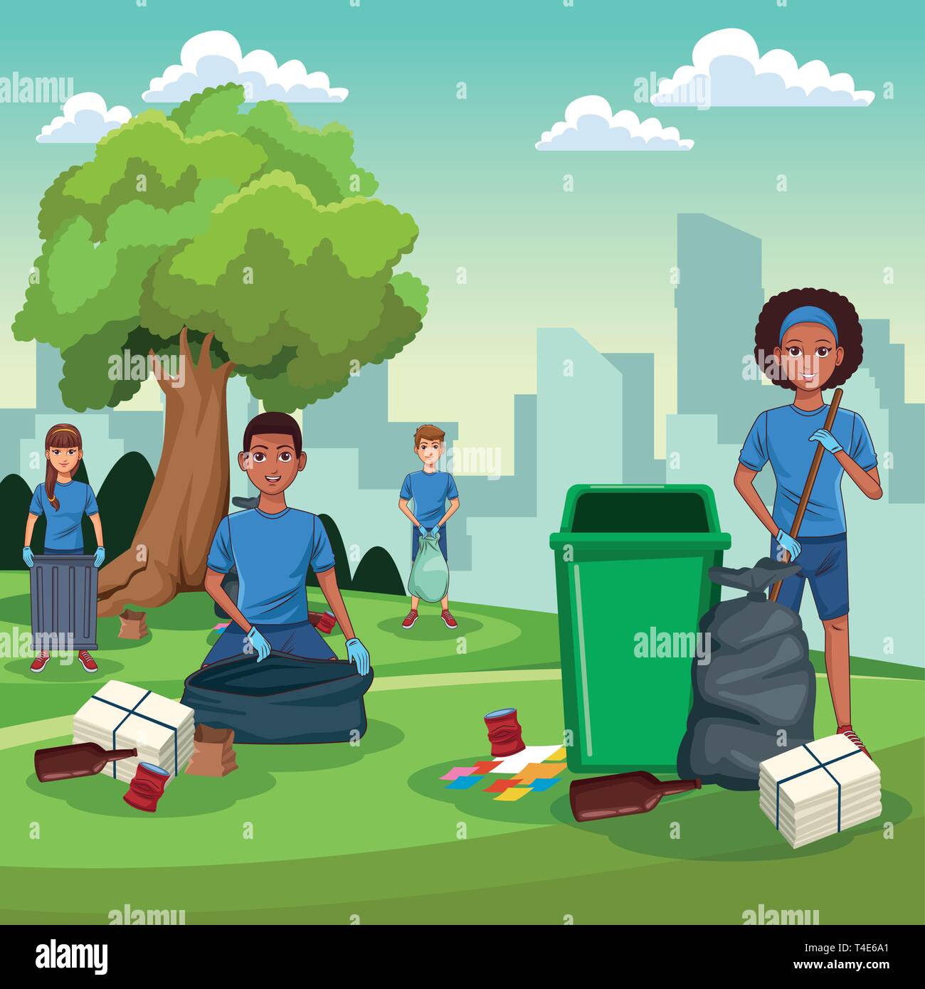 Park cleaning volunteers Stock Vector Image & Art - Alamy