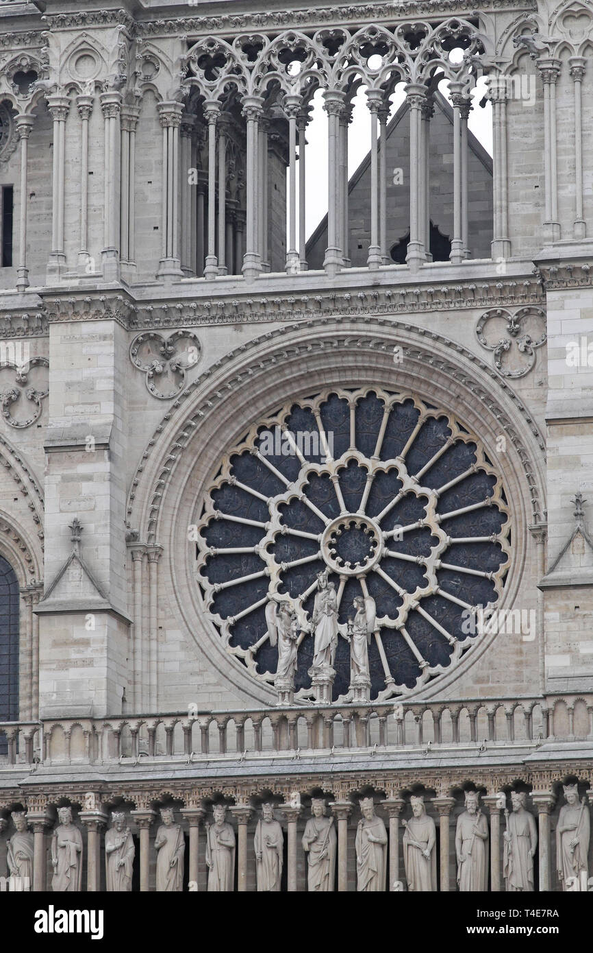 West Rose Window at Notre Dame Cathedral in Paris France Stock Photo ...