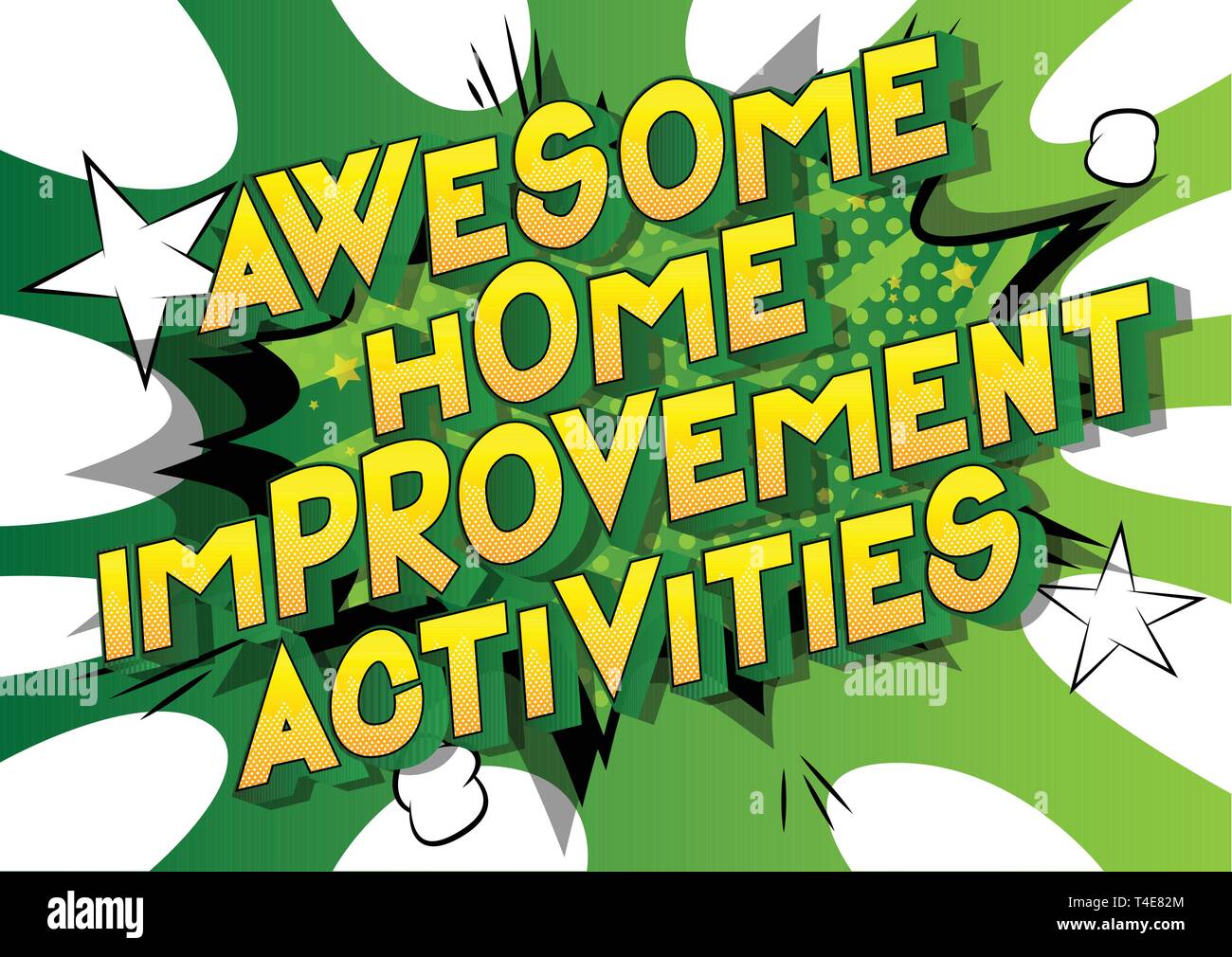 Awesome Home Improvement Activities - Vector illustrated comic book ...