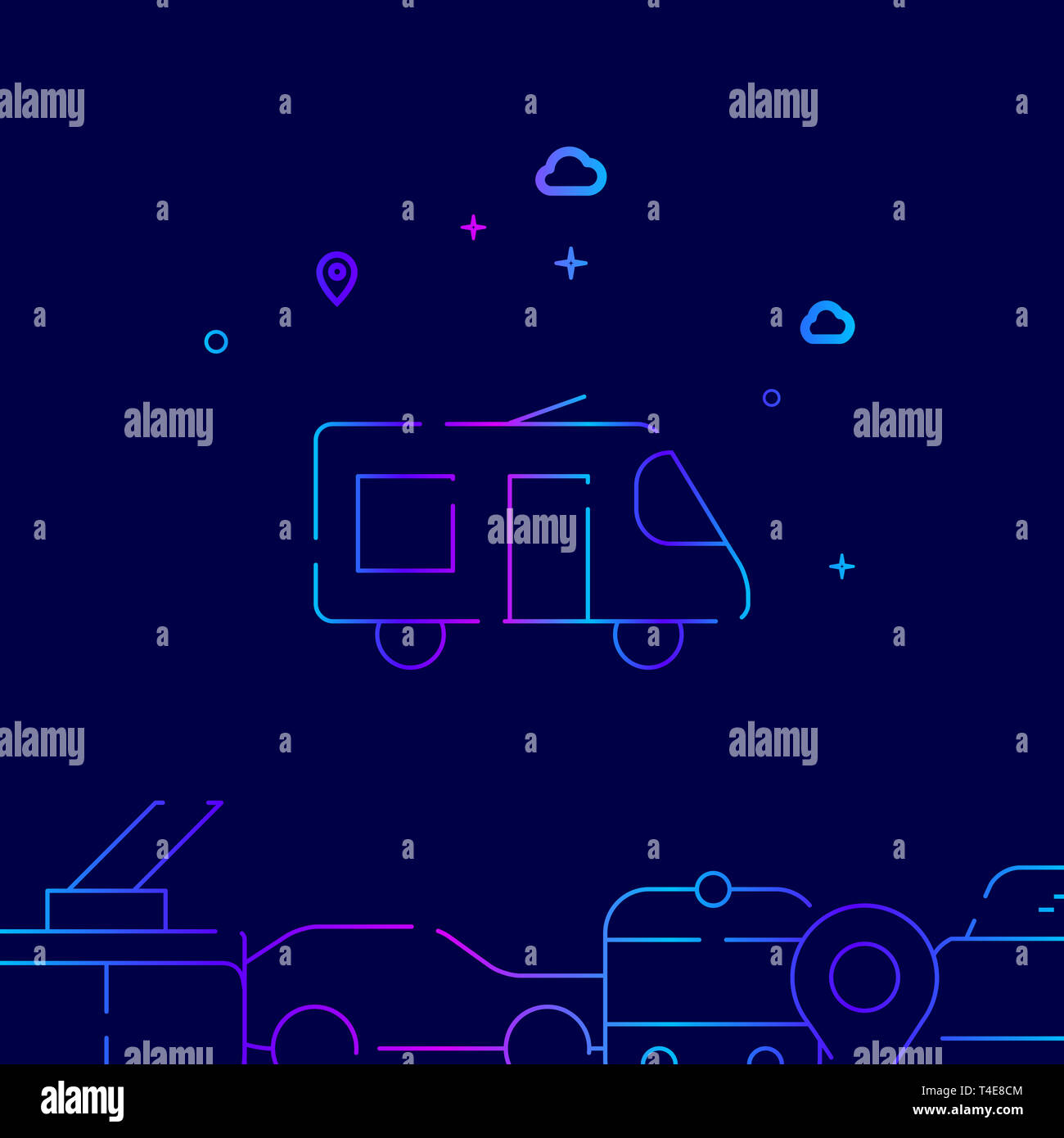 Microbus or Shuttle Bus Line Illustration. Public Transport Gradient ...