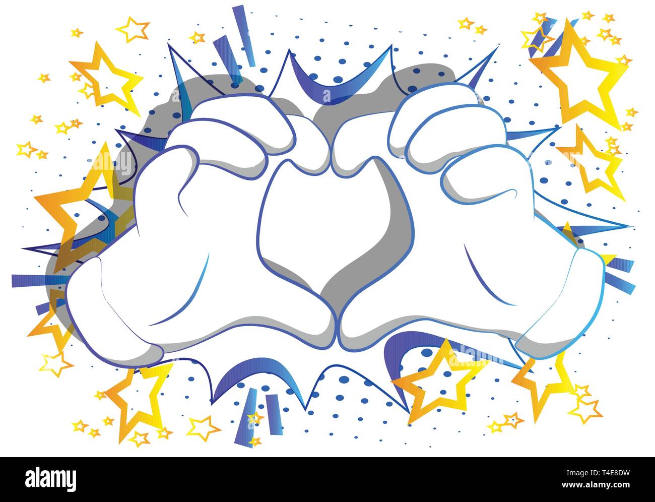 Vector cartoon hands showing heart shape hand gesture. Illustrated hand ...