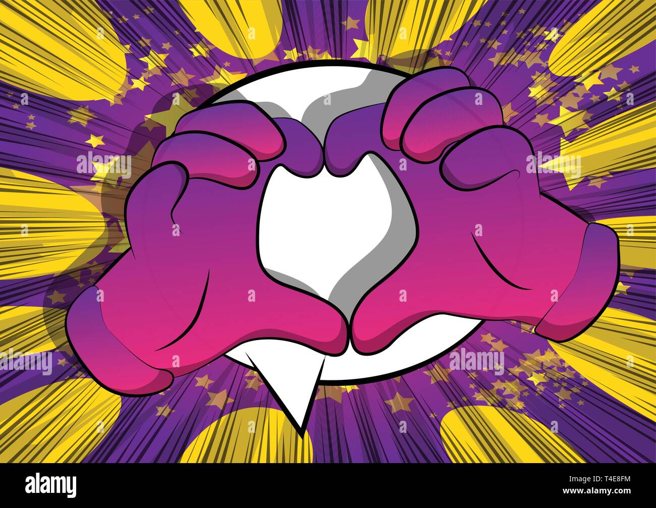 Vector cartoon hands showing heart shape hand gesture. Illustrated hand ...