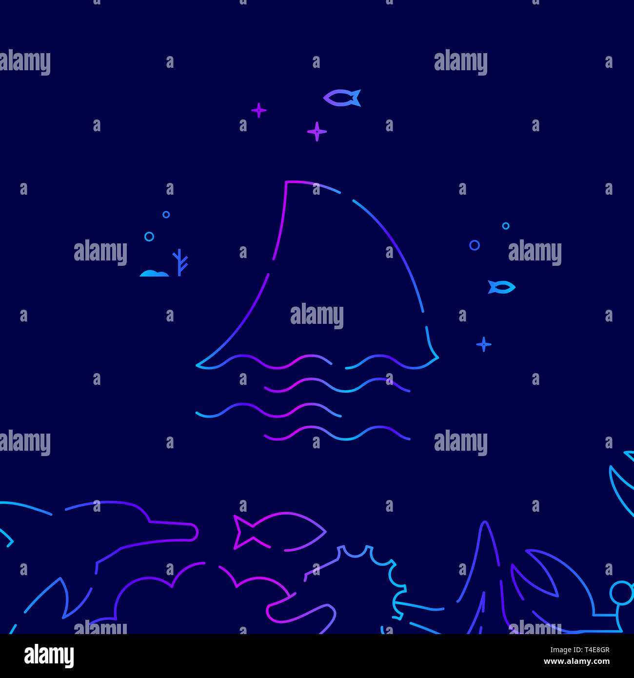 Shark Fin Line Illustration. Marine Life, Underwater World, Sea ...