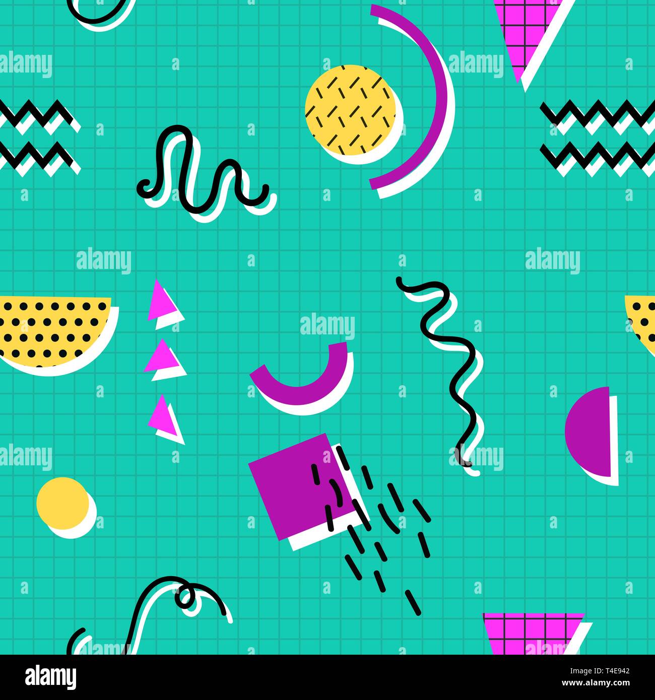 Memphis seamless pattern of geometric shapes for tissue and postcards ...