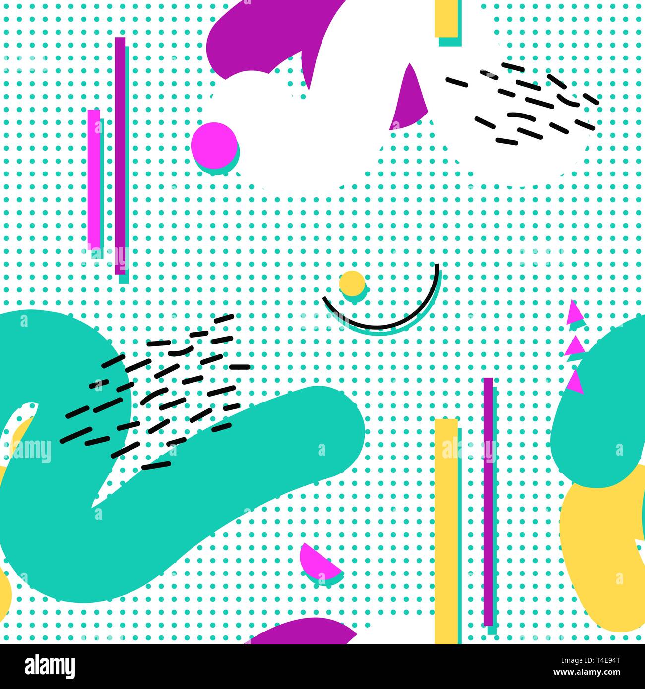 Memphis seamless pattern of geometric shapes for tissue and postcards ...