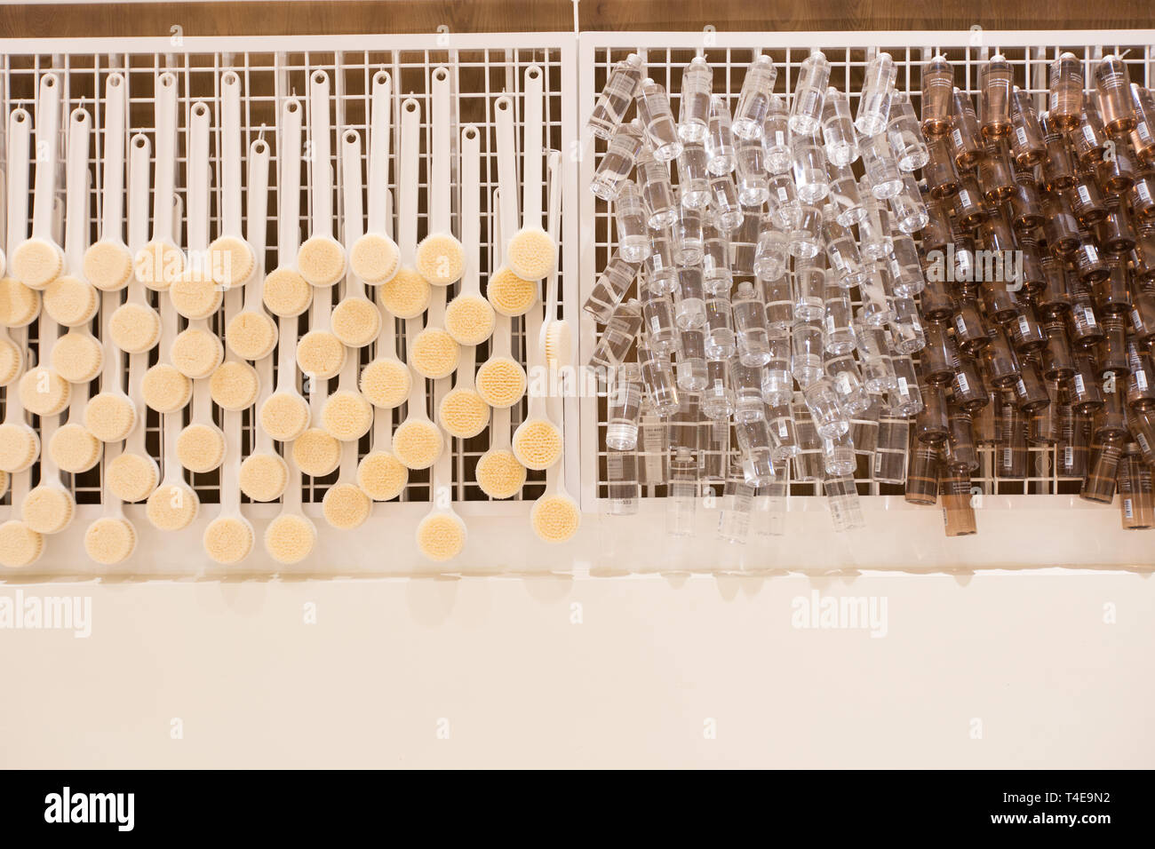 Muji products having on the wall as part of a display at Jewel Changi ...