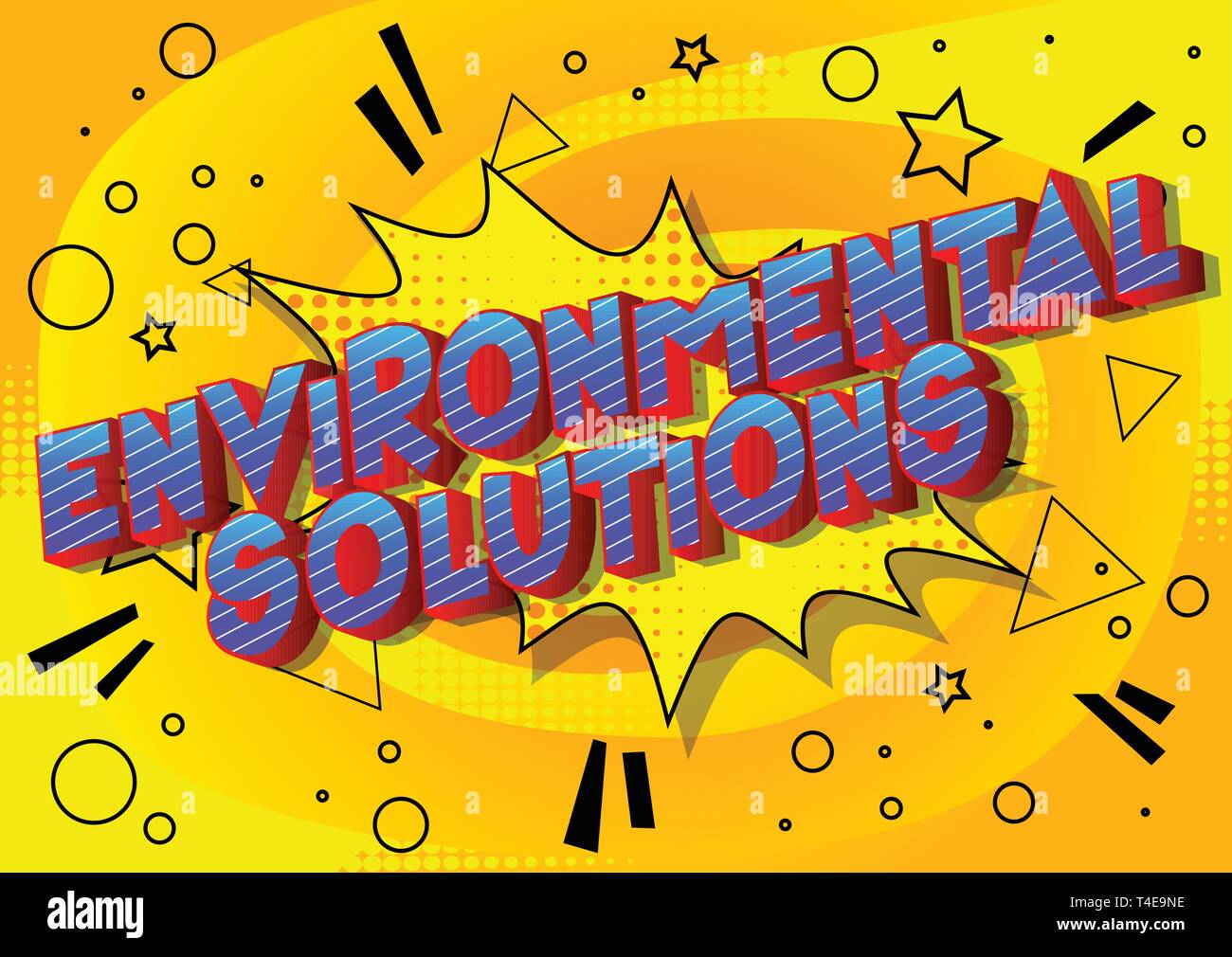 Environmental Solutions - Vector illustrated comic book style phrase on ...