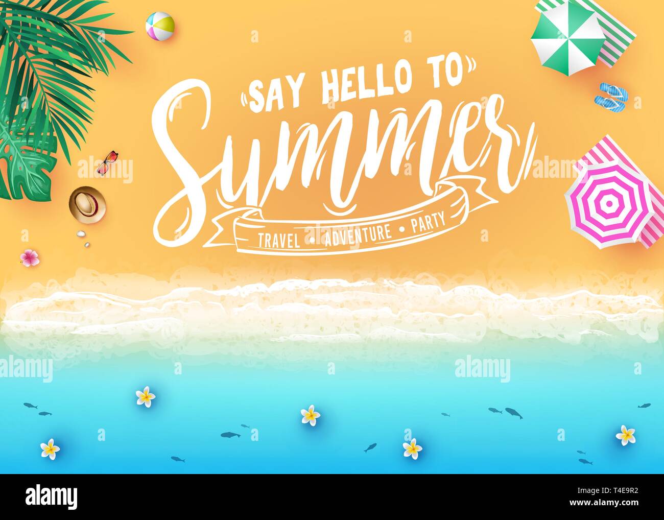 Say Hello to Summer Message in Sea Side Beach Resort Design Top View ...