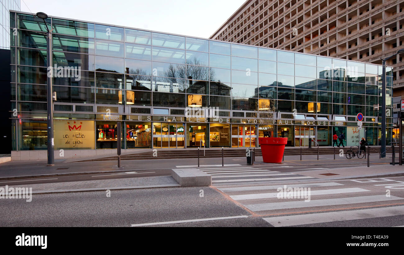 Les Halles de Lyon Paul Bocuse. exterior of a high end food hall Stock ...
