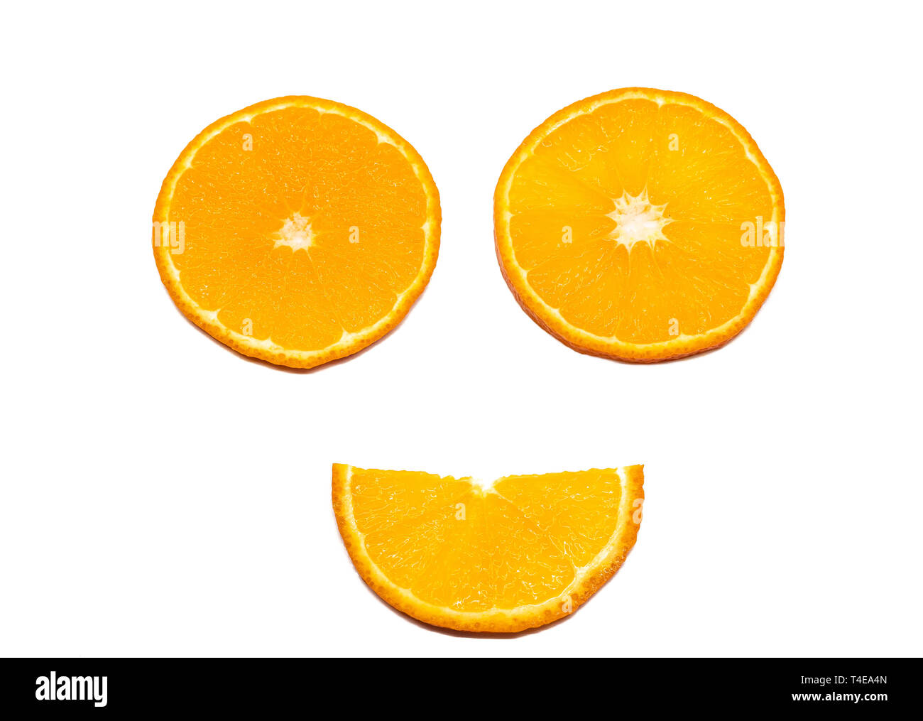 Smile of slices orange on white background Stock Photo - Alamy