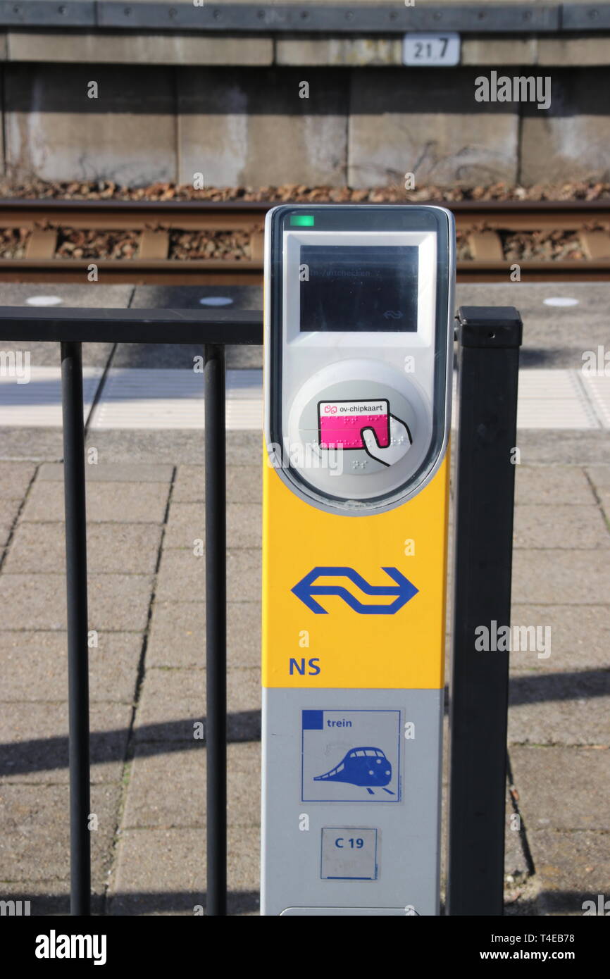 Card Reader terminal for Metro RET and Train NS on the platform at ...