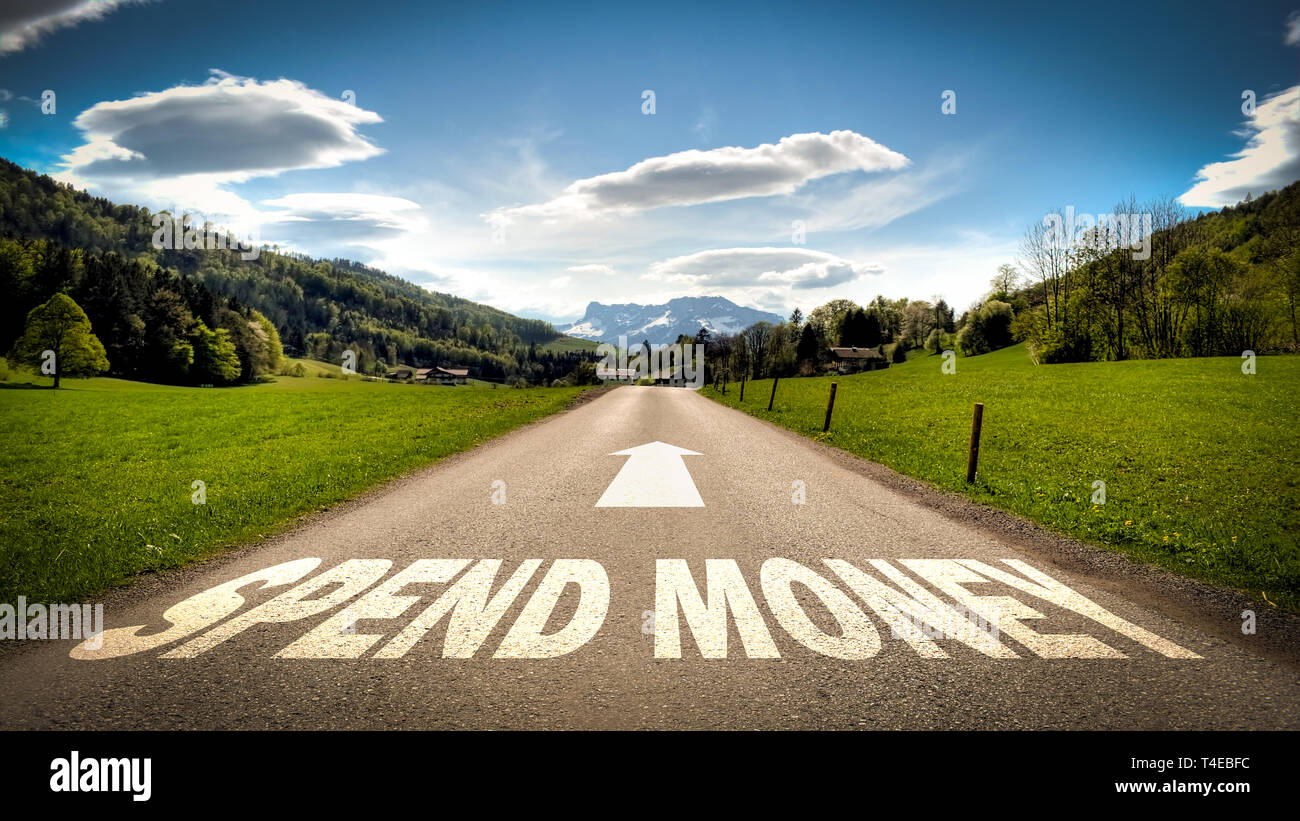 Street Sign Spend Money Stock Photo - Alamy