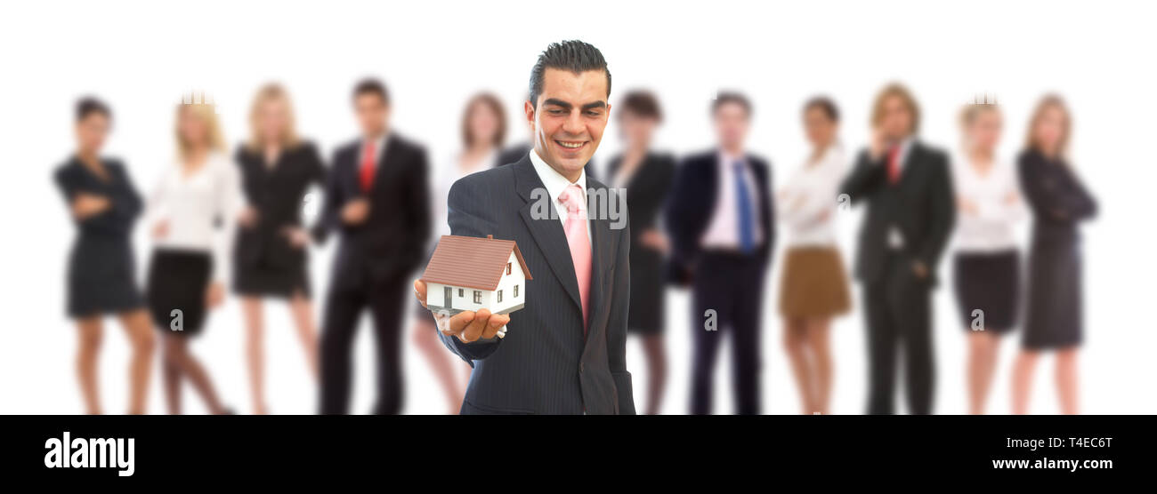 real estate in business concept with a house and business people Stock ...