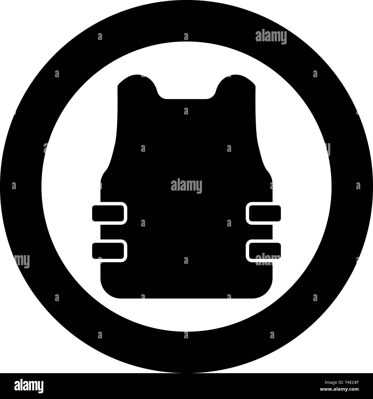 Bullet-proof vest flak jacket icon in circle round black color vector illustration flat style ...