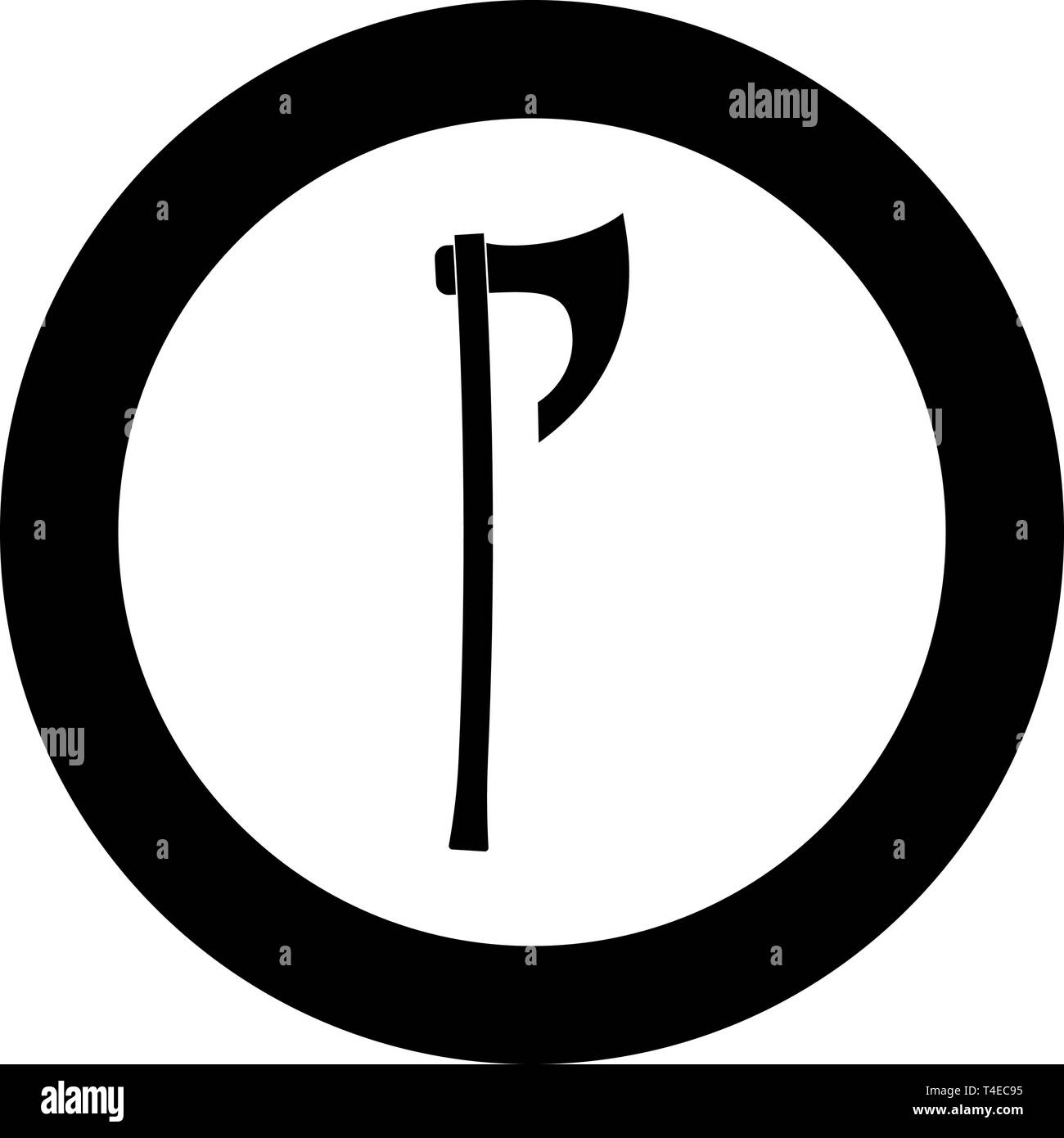 Ax with long handle Viking ax icon in circle round black color vector ...