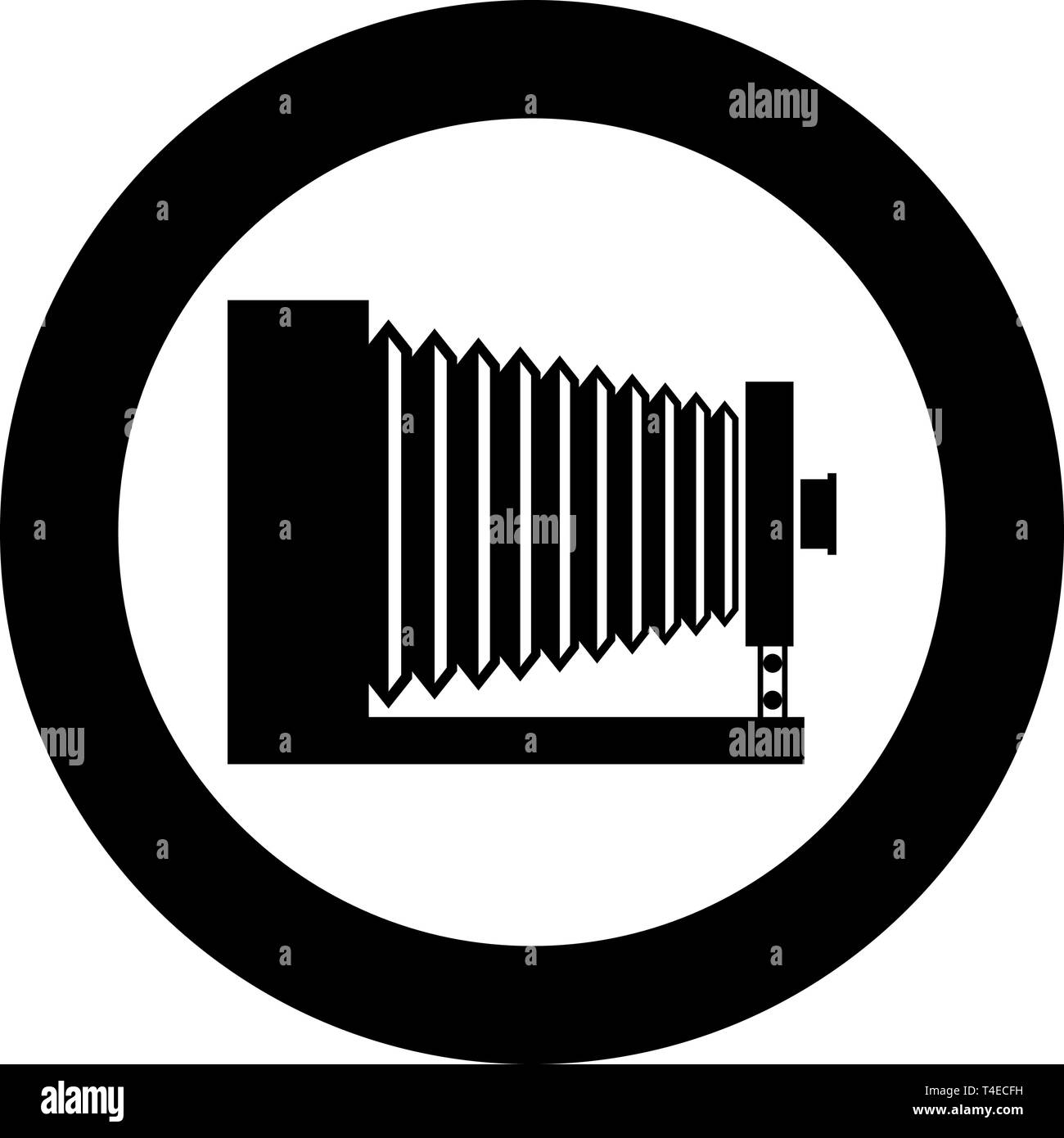 Retro camera Vintage photo camera side view icon in circle round black ...