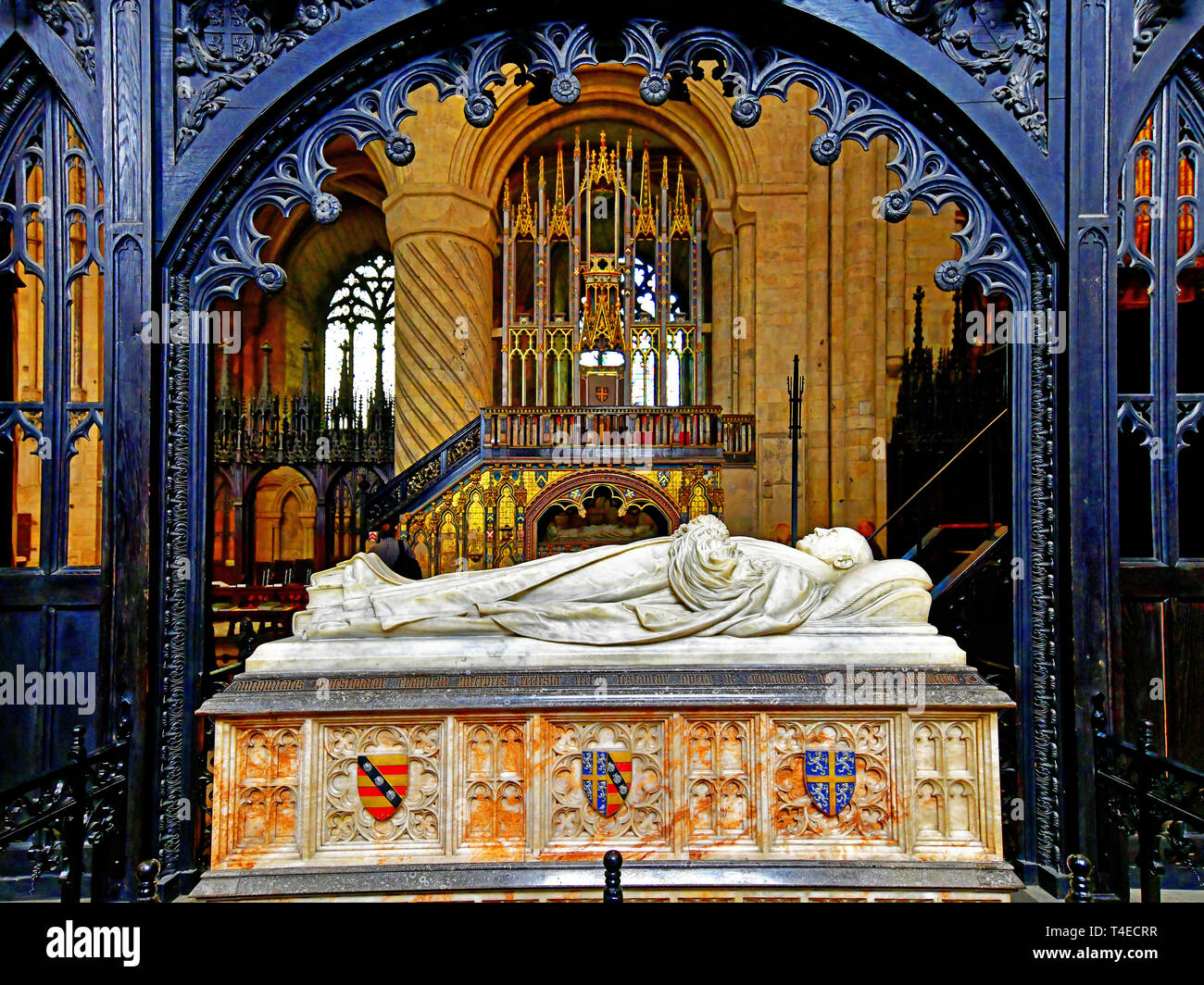 Durham Cathedral Durham City detail of tomb by the Quire Stock Photo ...