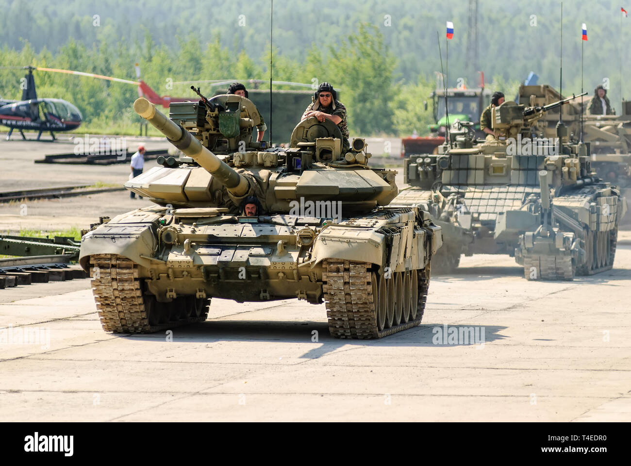 Nizhniy Tagil, Russia - July 12. 2008: Modernized tank T-72, BMR-3M ...