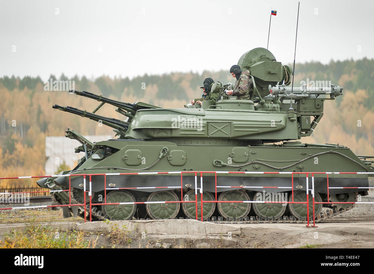 Nizhniy Tagil, Russia - September 27, 2013: Antiaircraft gun missile ...
