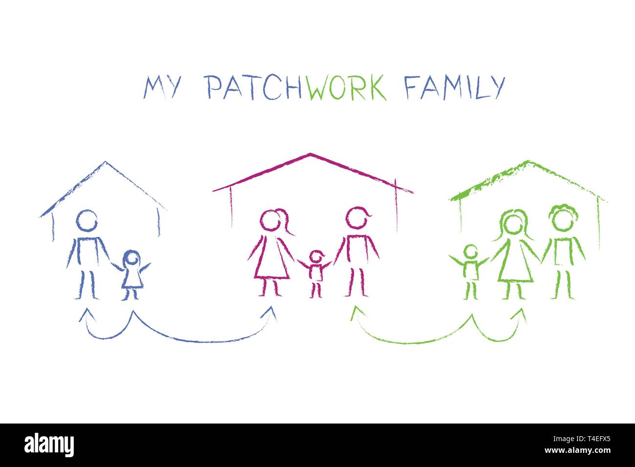 big patchwork family drawing vector illustration EPS10 Stock Vector ...