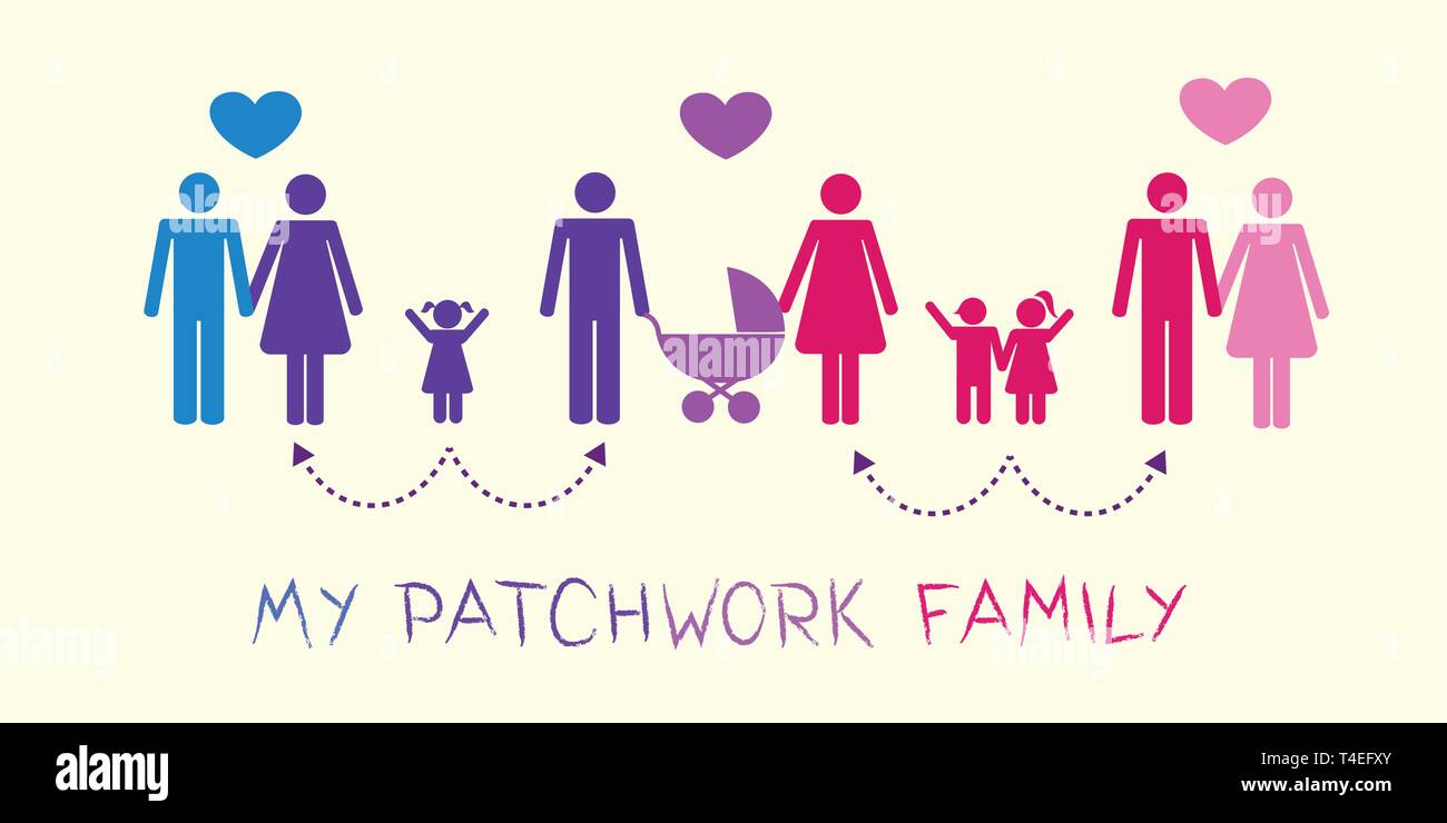 big patchwork family concept pictogram vector illustration EPS10 Stock ...