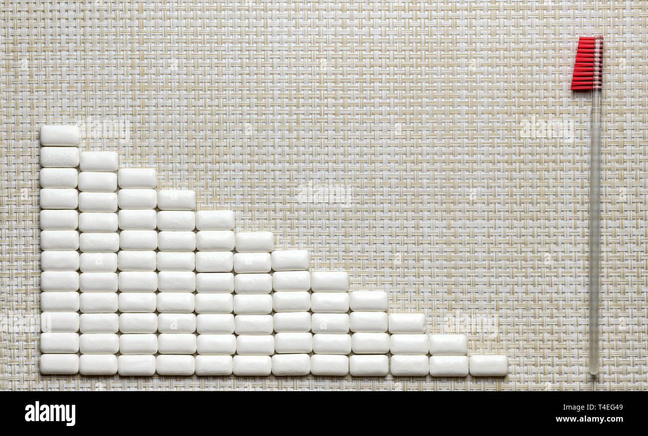 Chewing gum flag, oral hygiene concept with copy space. Oral hygiene ...