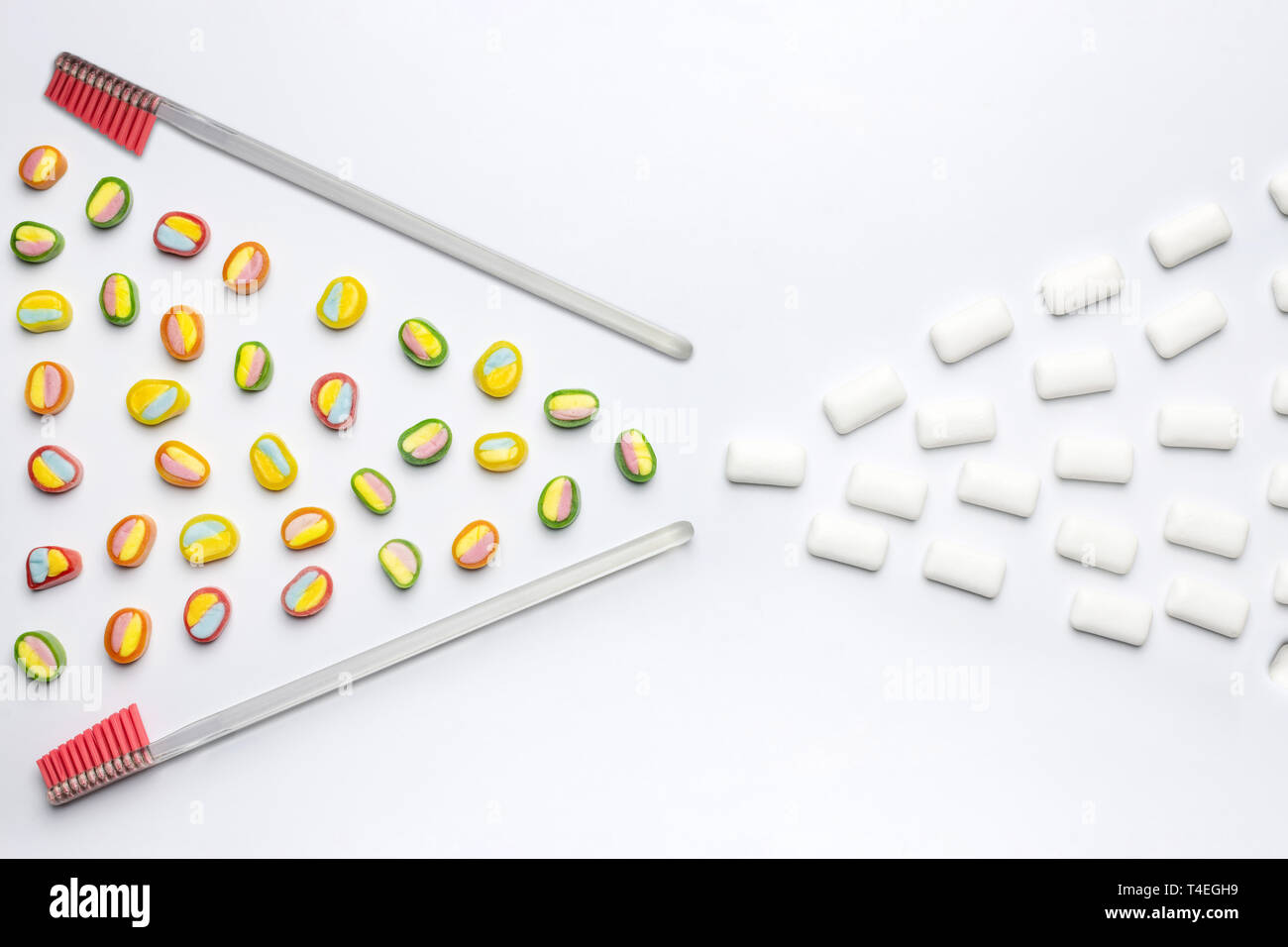 Teeth cleaning or oral hygiene concept with copy space. Converting of ...