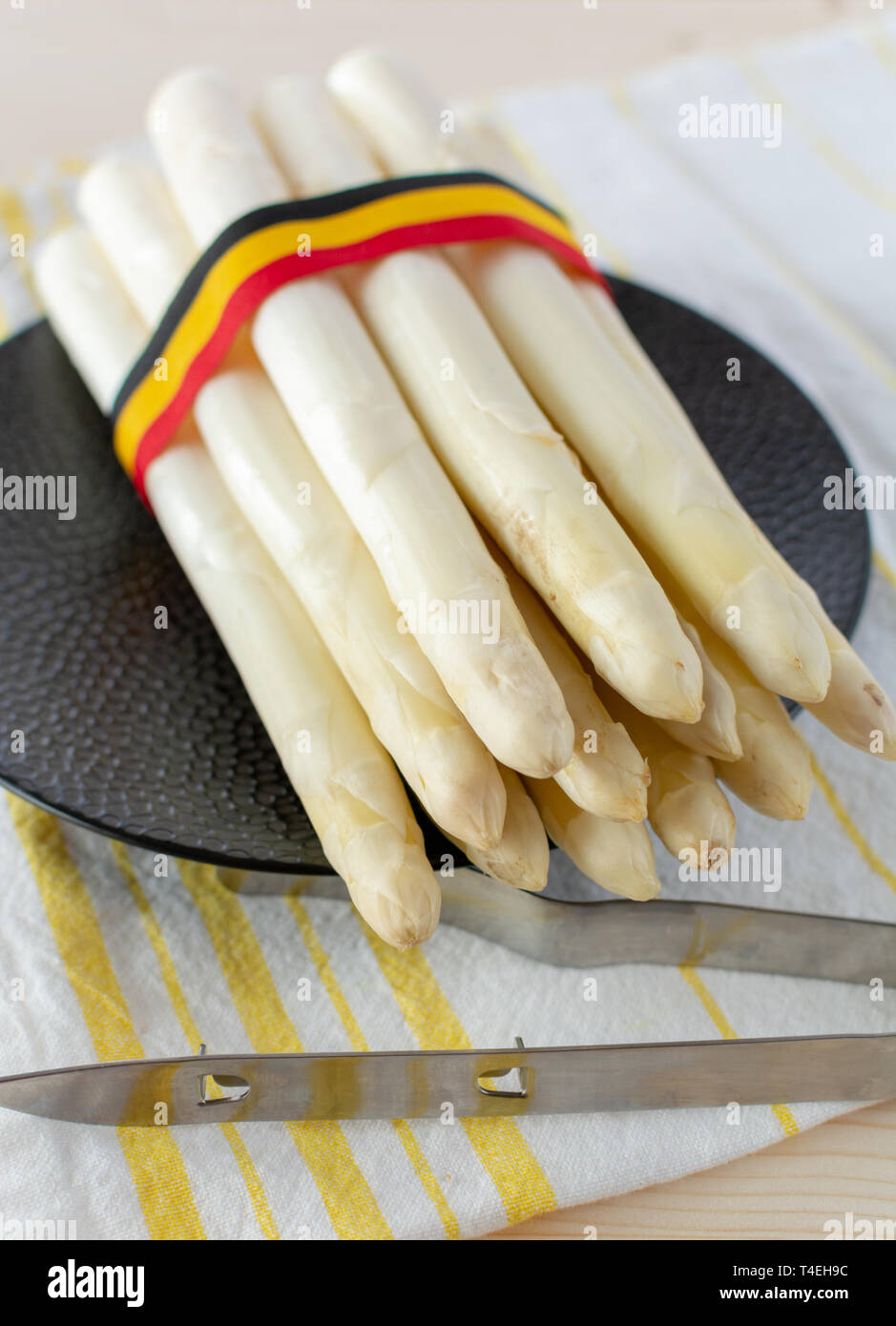 New harvest of white asparagus vegetable, high quality Belgian ...