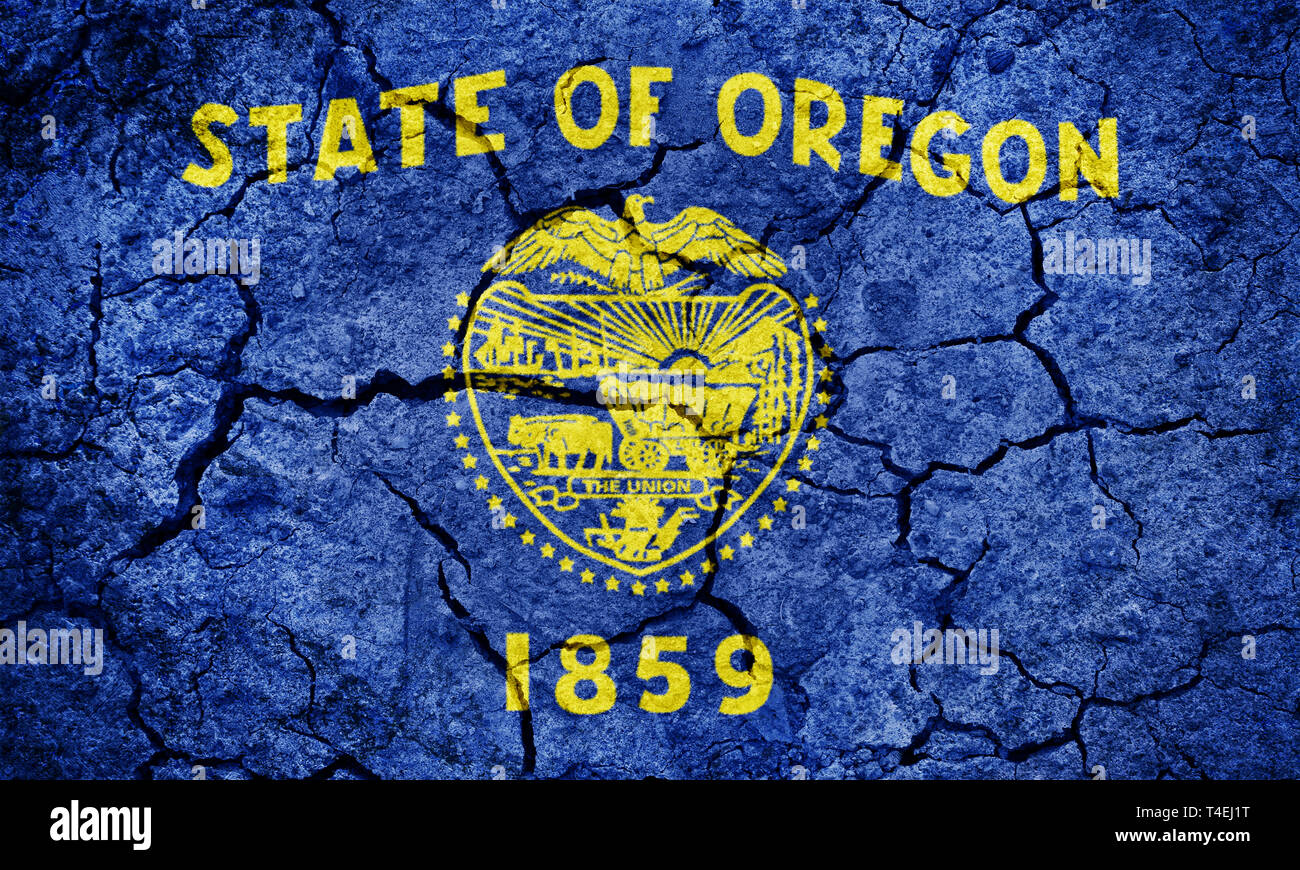 State of Oregon on dry earth ground texture background Stock Photo - Alamy