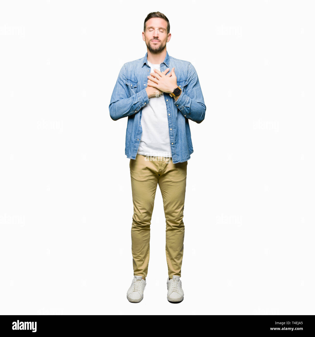 Man smiling closed eyes wearing Cut Out Stock Images & Pictures - Alamy