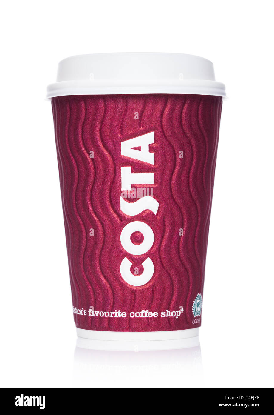 LONDON, UK - APRIL 15, 2019: Costa Coffee Paper Cup from the famous ...