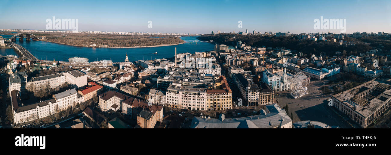 Aerial panorama of Podil district in Kyiv, Ukraine Stock Photo - Alamy