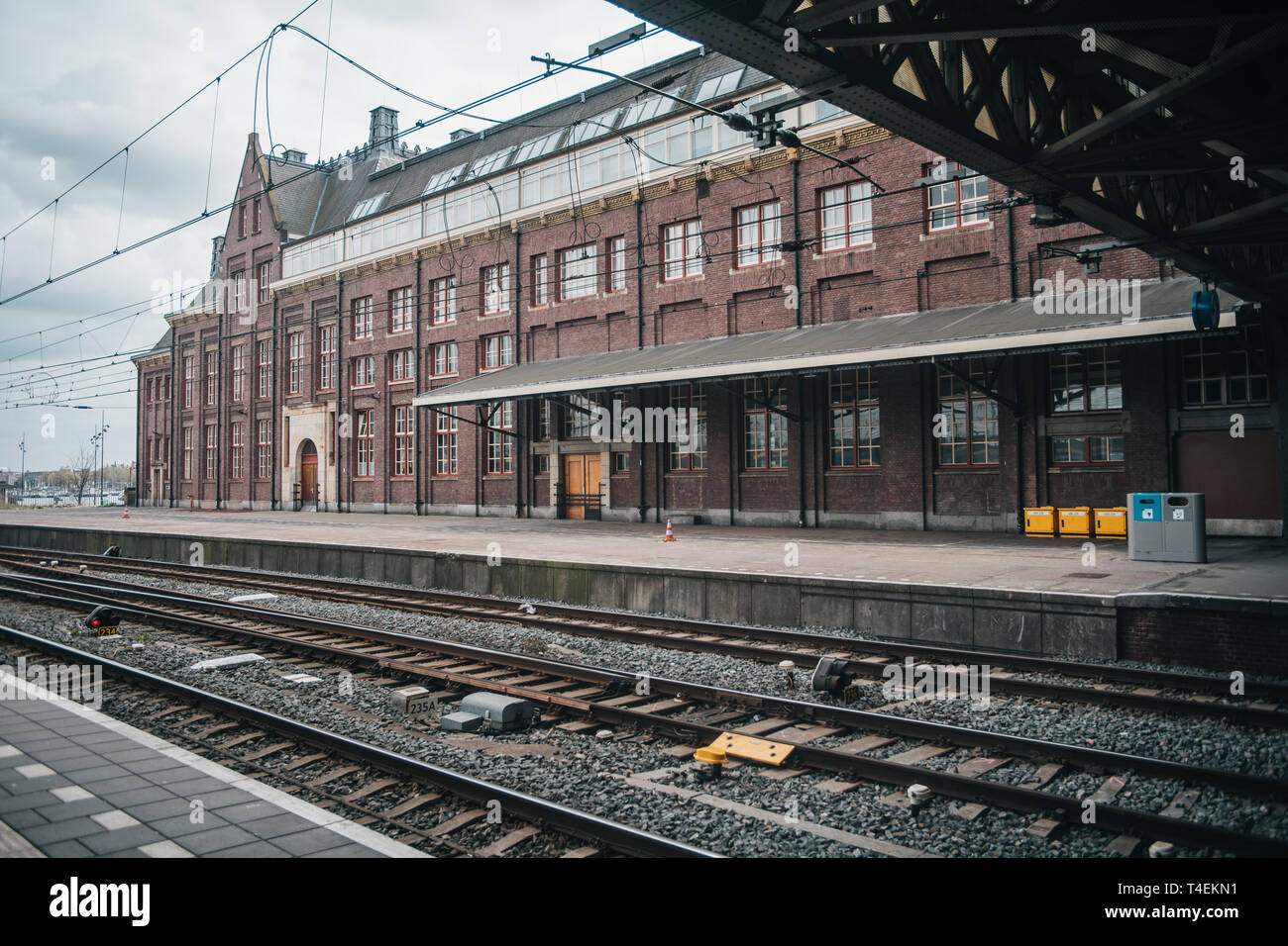 Train station platform in vintage european style Stock Photo - Alamy