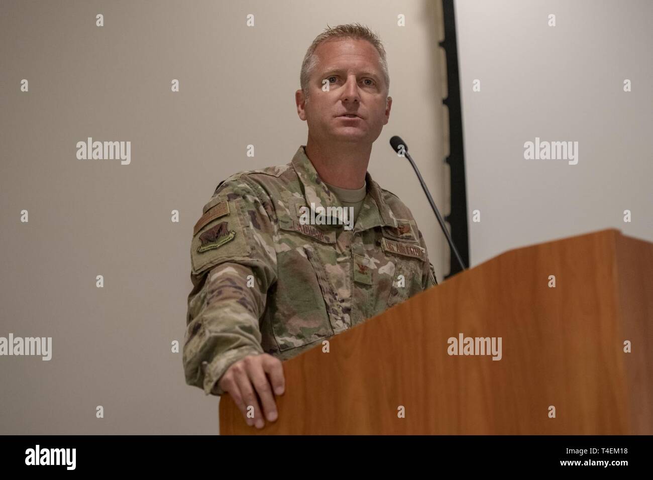 U.S. Air Force Col. Brian Laidlaw, 325th Fighter Wing commander speaks ...